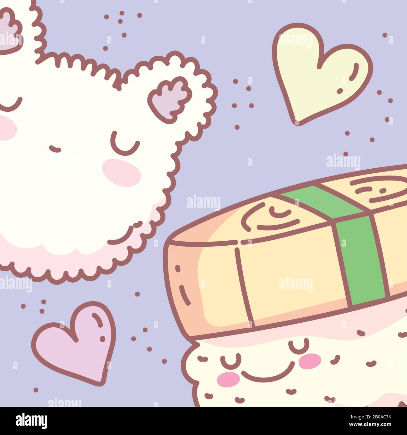 rice with face cat and sushi cartoon food cute vector illustration ...