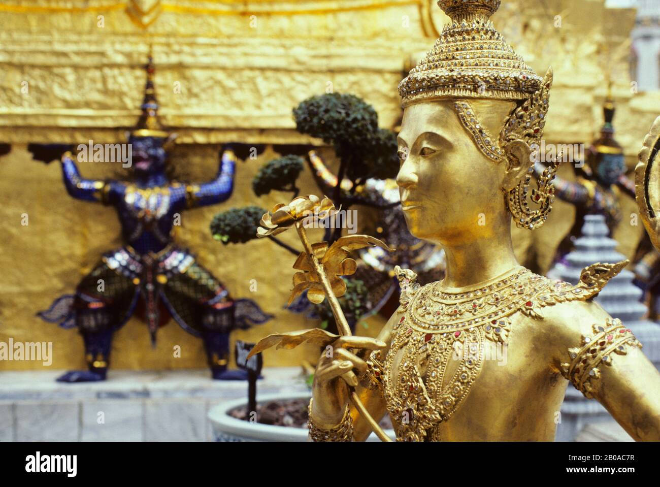 THAILAND, BANGKOK, GRAND PALACE, GILDED BRONZE KINNARA, (RELIGIOUS ...