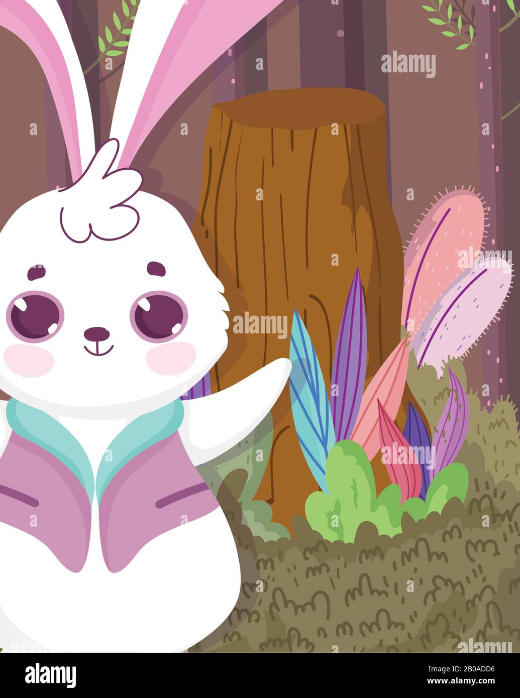 cute rabbit the forest character vector illustration Stock Vector Image ...