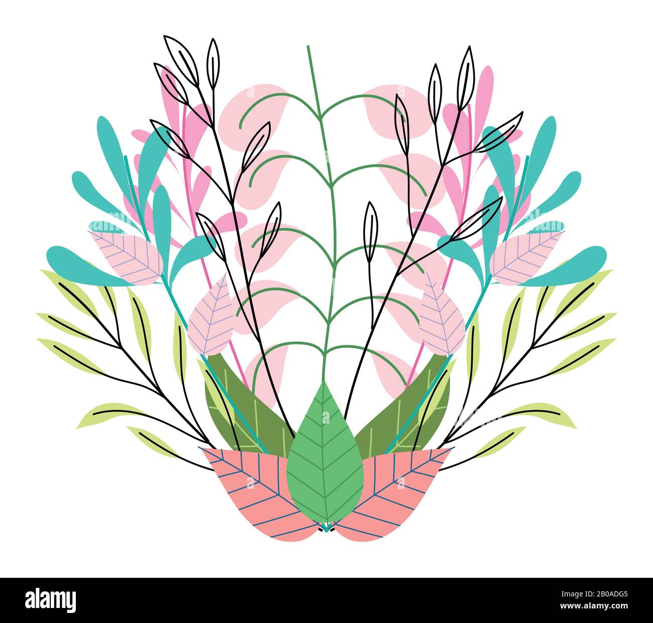 foliage leaves greenery herbs wild botany vector illustration Stock ...
