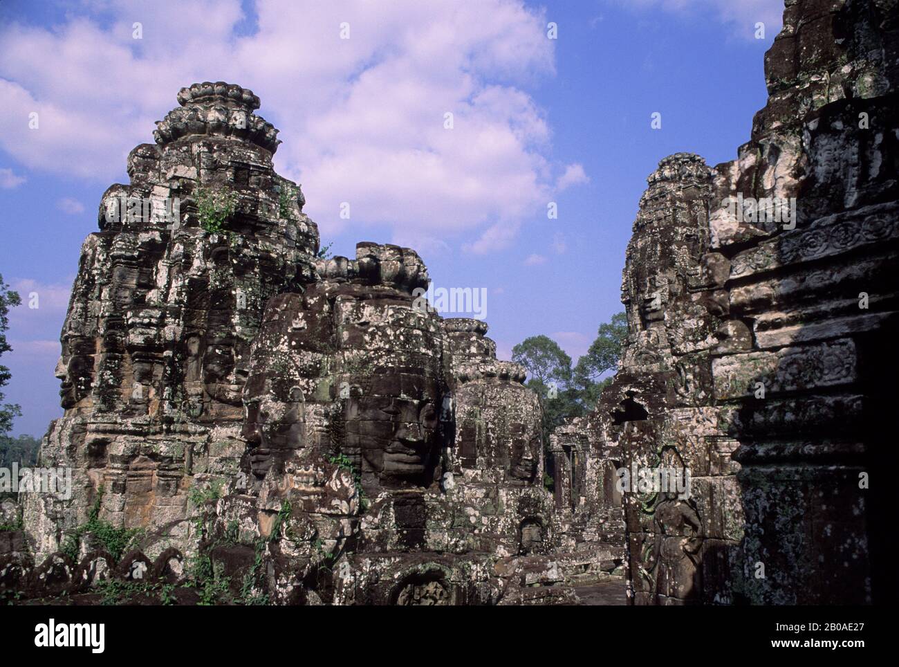 CAMBODIA, ANGKOR, ANGKOR THOM, BAYON TEMPLE, BUILT END OF 1100'S Stock ...