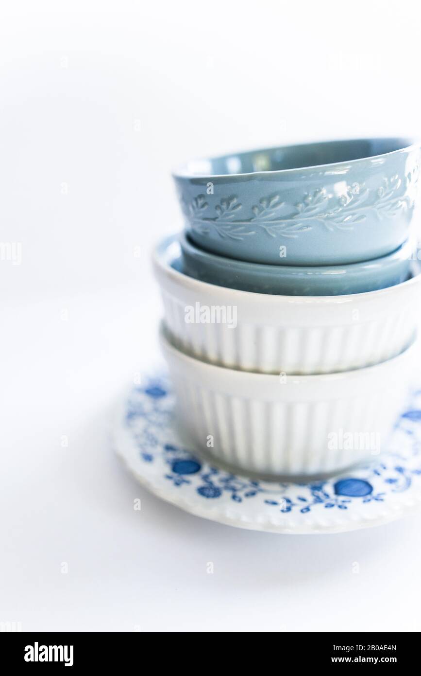 Photo of layered blue bowls Stock Photo - Alamy