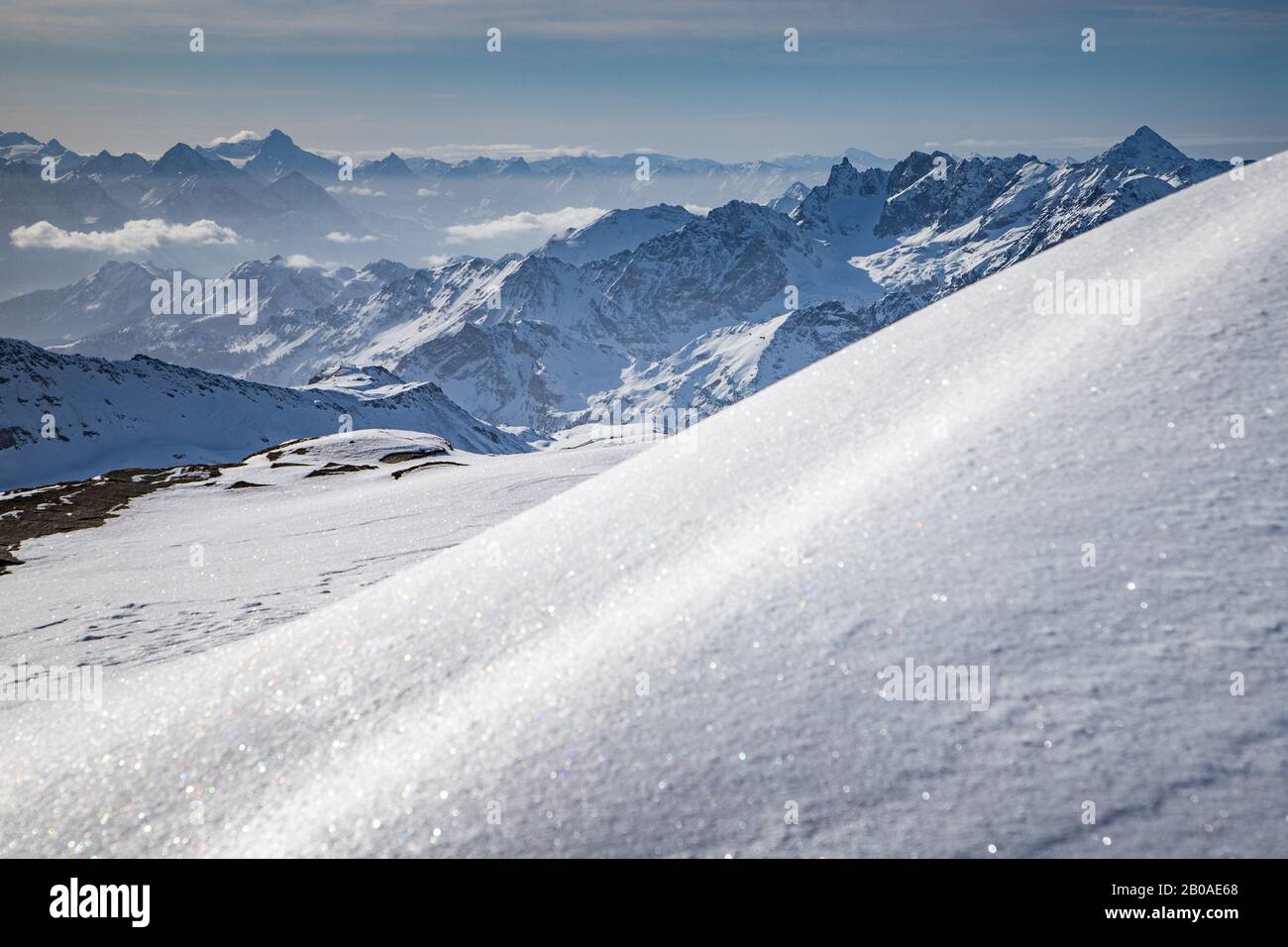 snow covered peaks in the Swiss Alps Stock Photo - Alamy
