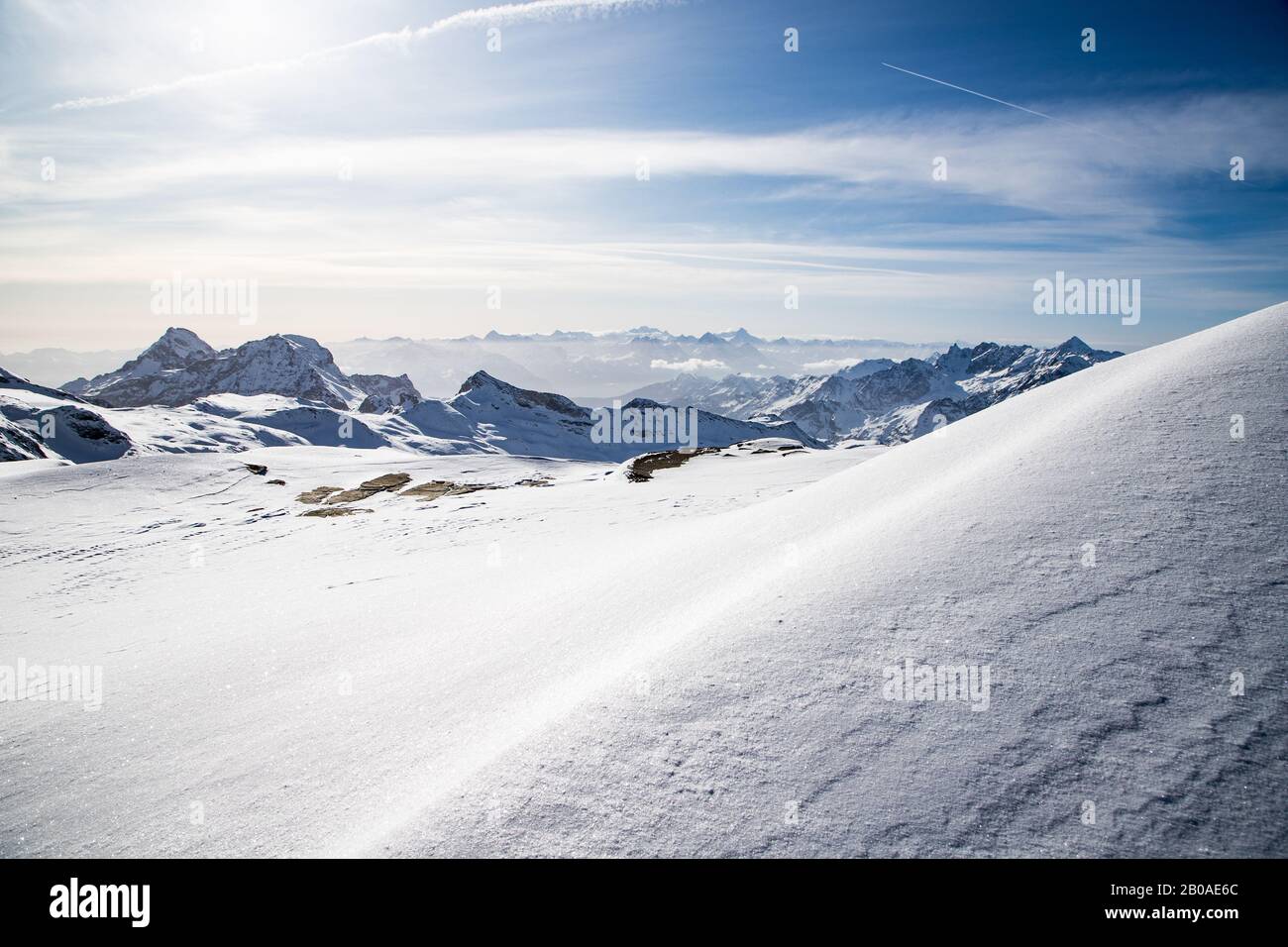 snow covered peaks in the Swiss Alps Stock Photo - Alamy