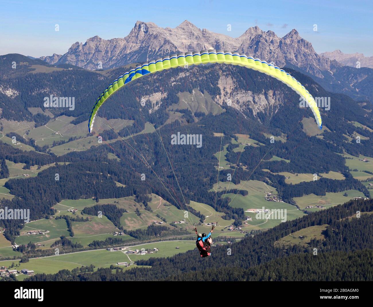 Paragliding in the Austrian Alps Stock Photo - Alamy
