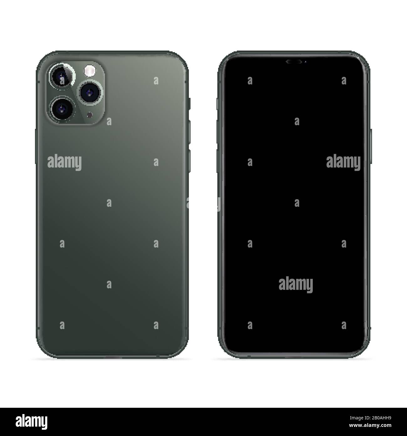 Realistic Midnight Green Smartphone Gadget Mockup Stock Vector Image ...