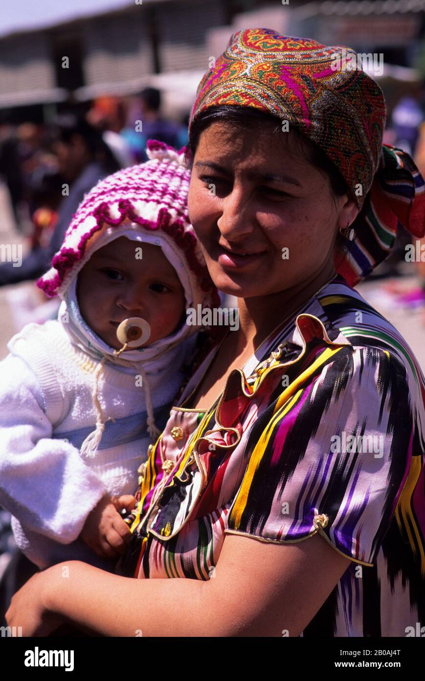 UZBEKISTAN, BUKHARA, MARKET SCENE, LOCAL WOMAN WITH BABY Stock Photo ...