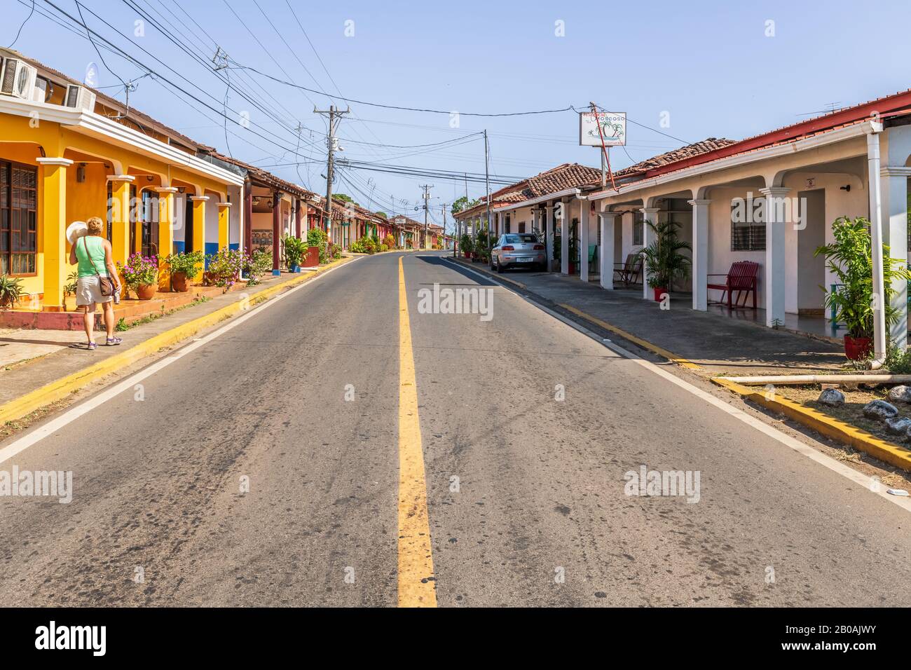 Pedasi, Panama - Feb 16, 2020: View at the main road in the town of ...