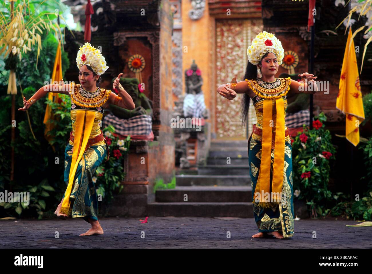 INDONESIA, BALI, BARONG DANCE, GIRL DANCERS, REPRESENTING THE SERVANTS ...