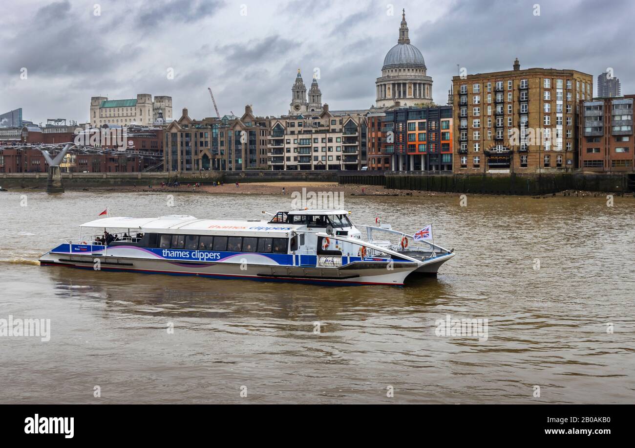 Thames Clippers 'Moon Clipper' sailing on the River Thames departing ...