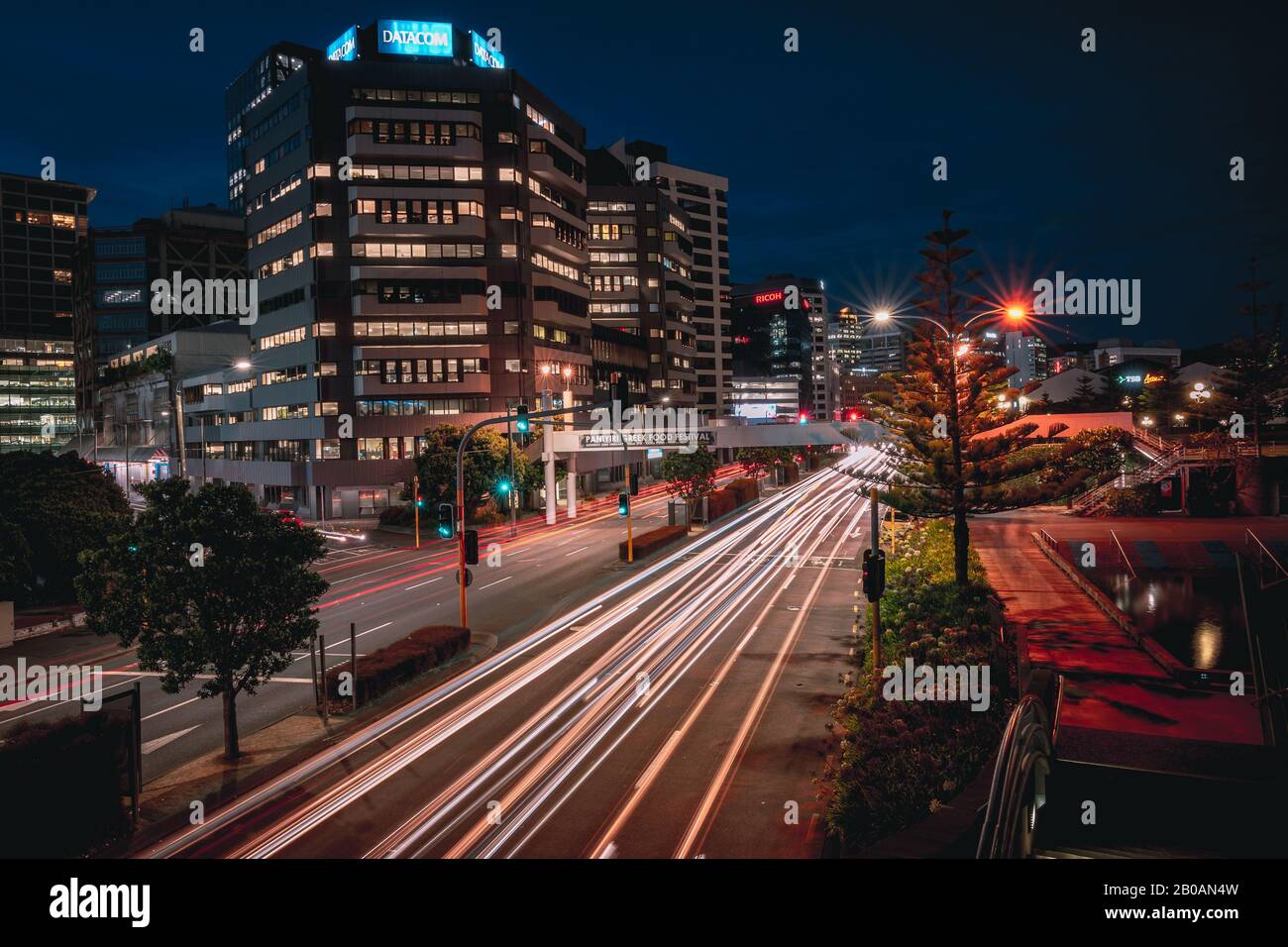 Light Trails On wellington At Night Stock Photo - Alamy