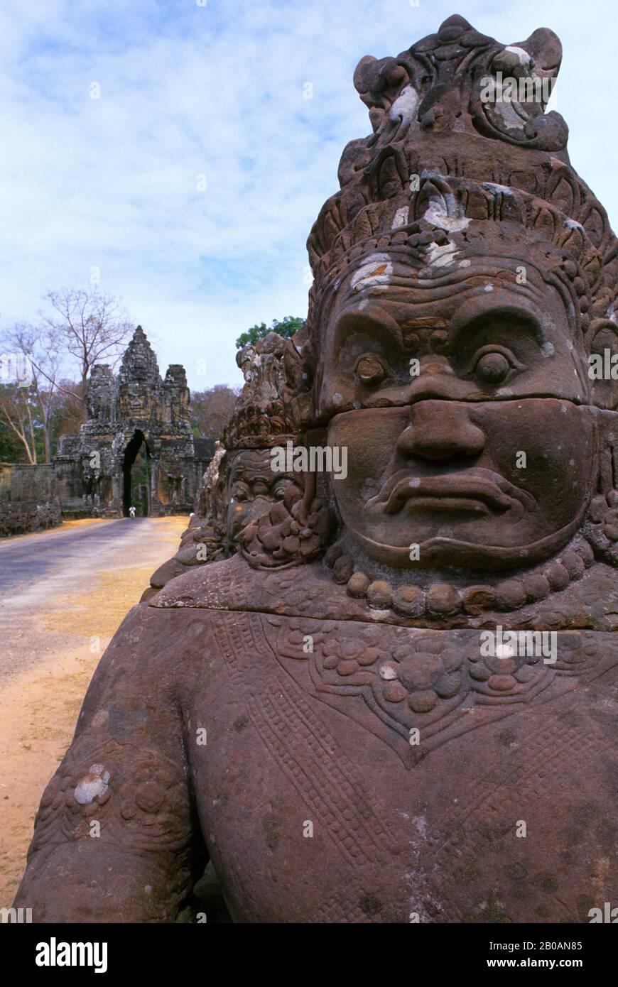 CAMBODIA, ANGKOR, ANGKOR THOM, SOUTH GATE, STATUE OF DEMON Stock Photo ...
