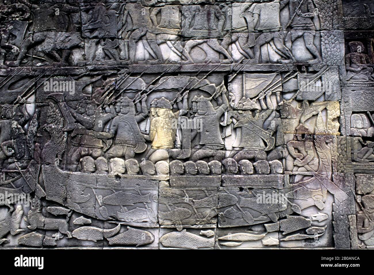 Angkor bas relief boat hi-res stock photography and images - Alamy