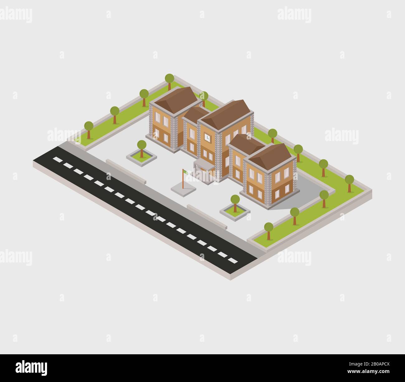 isometric school illustrated in vector on white background Stock Vector ...