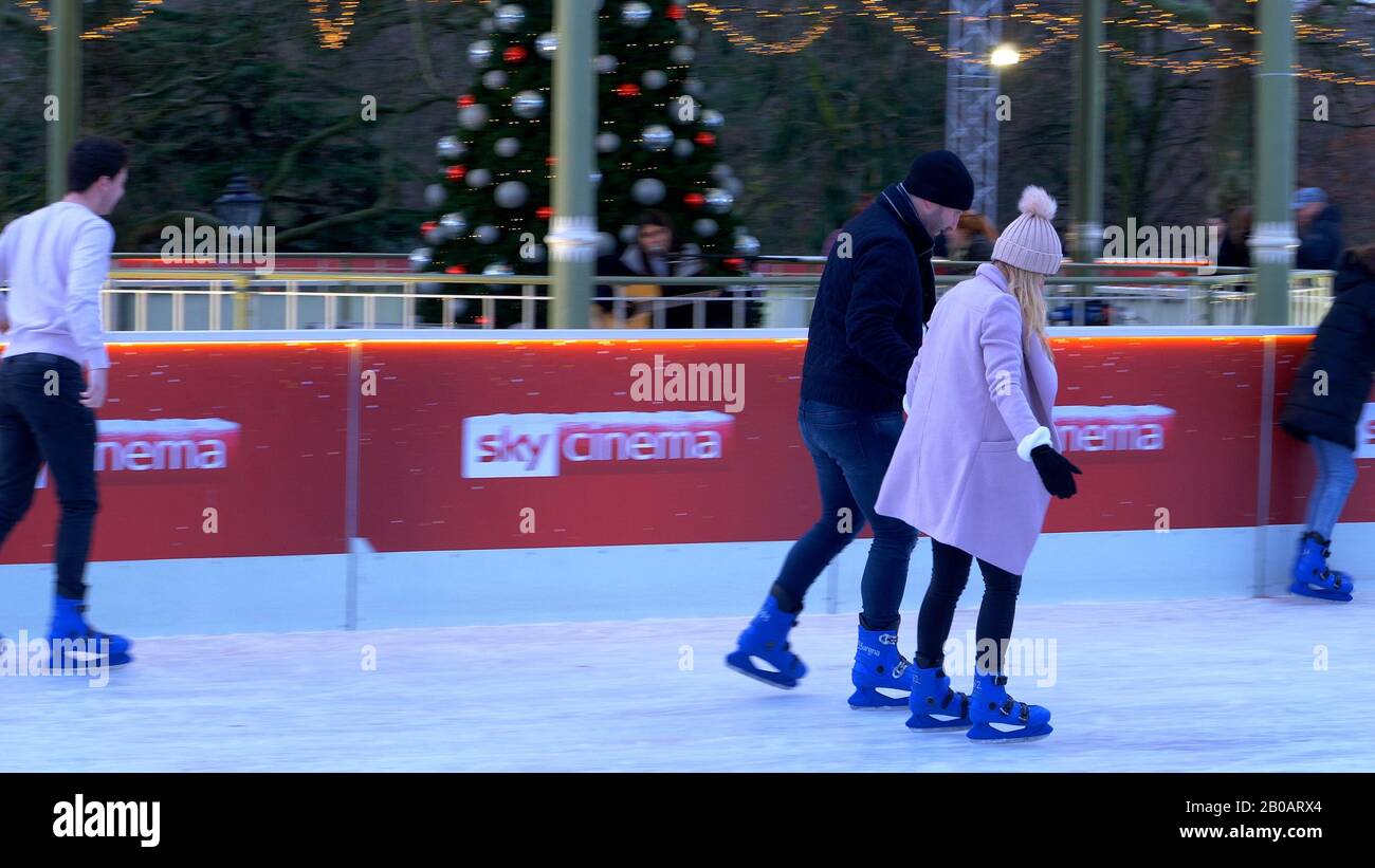 Ice rink at winter wonderland Christmas market in London - LONDON ...