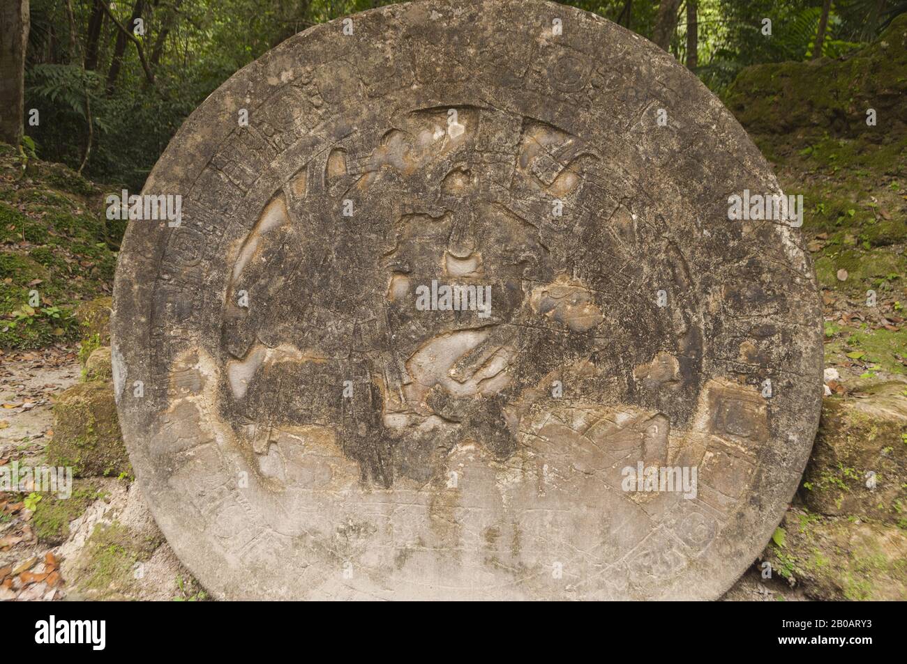 Guatemala, Tikal National Park, Templo IV, 741 AD, Mayan stone carving ...