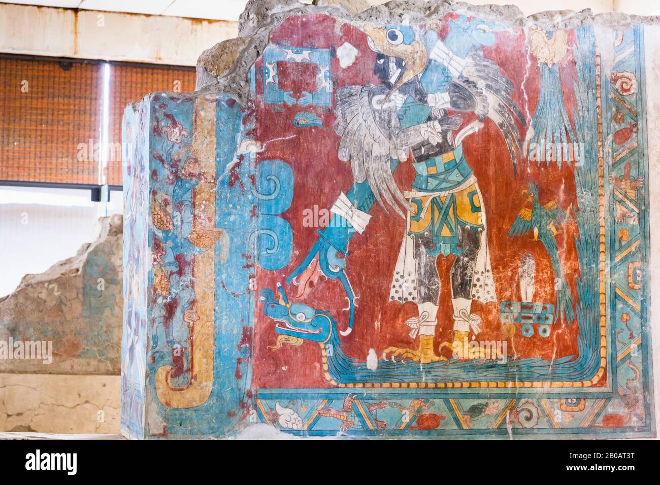 Mural painting at Palace of Cacaxtla archaeological site, Tlaxcala ...