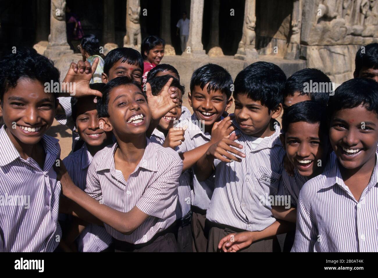 INDIA, NEAR MADRAS (CHENNAI), MAHABALIPURAM, LOCAL SCHOOL BOYS Stock ...