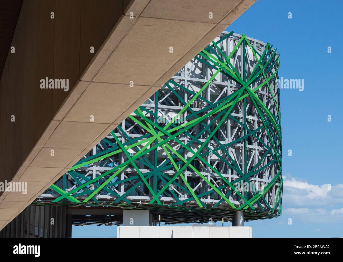 Side view of the Mayan museum "Gran Museo del mundo Maya" in Merida ...