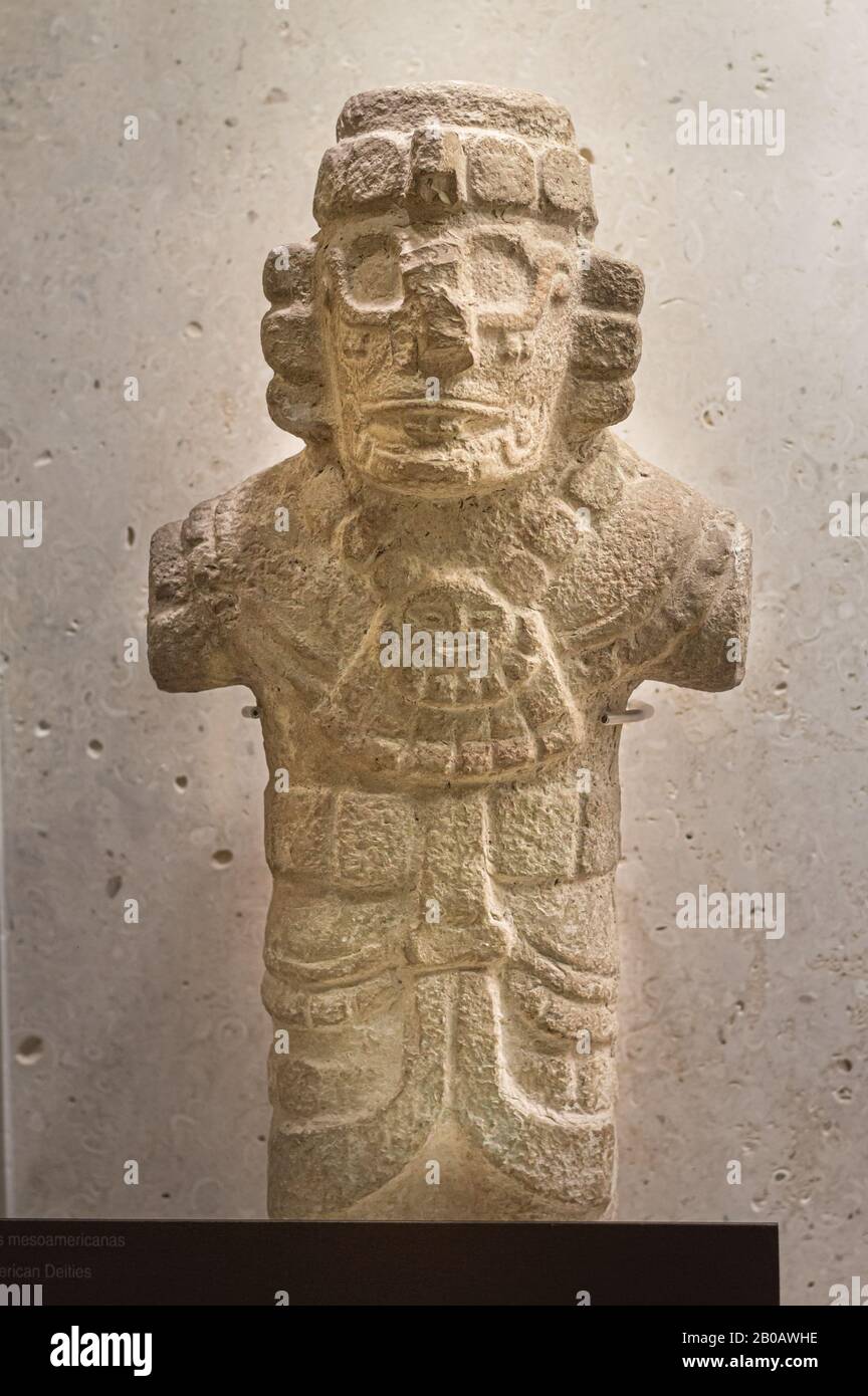 Maya deity stone sculpture. Mayan World museum, Merida, Yucatan, Mexico ...