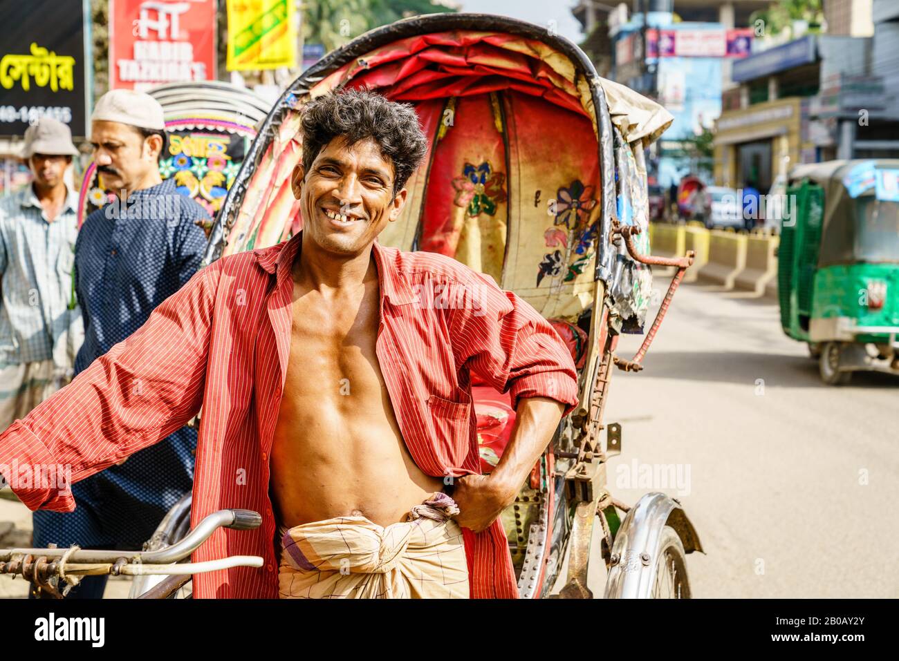 Chittagong, Bangladesh, December 22, 2017: portrait of a rickshaw ...