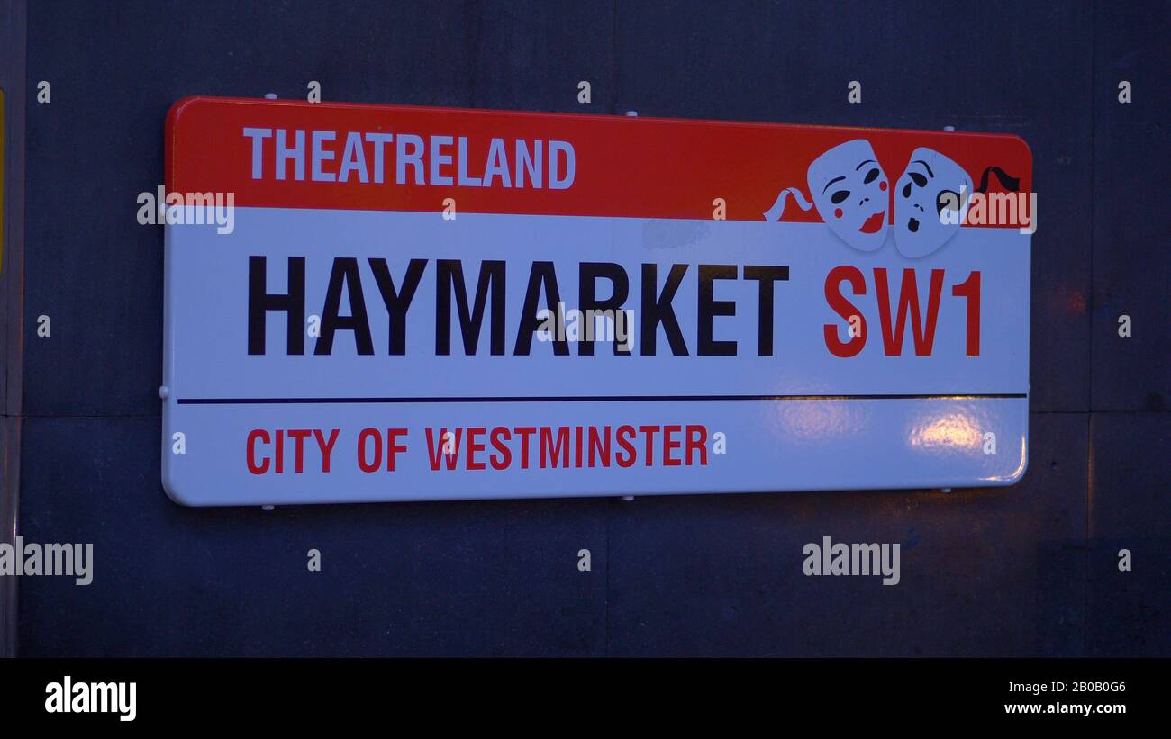Haymarket street sign in London - LONDON, ENGLAND - DECEMBER 10, 2019 ...
