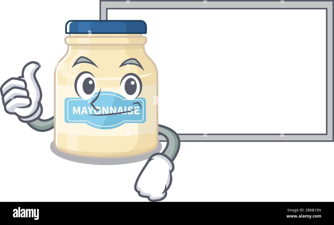 Thumbs up of mayonnaise cartoon design having a board Stock Vector ...