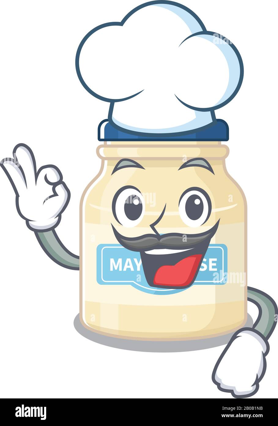 Mayonnaise cartoon character working as a chef and wearing white hat ...