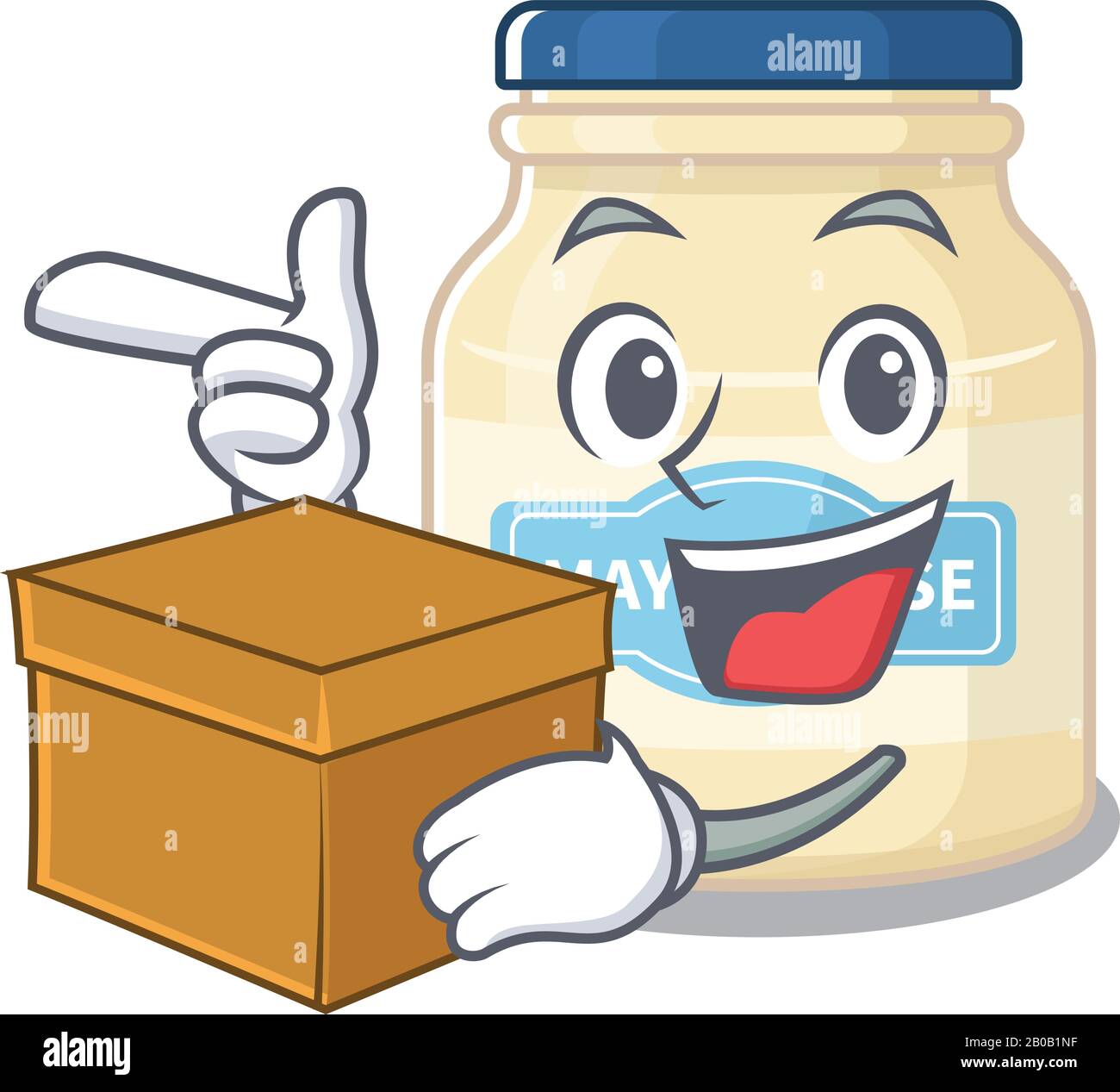 Cute mayonnaise cartoon character having a box Stock Vector Image & Art ...