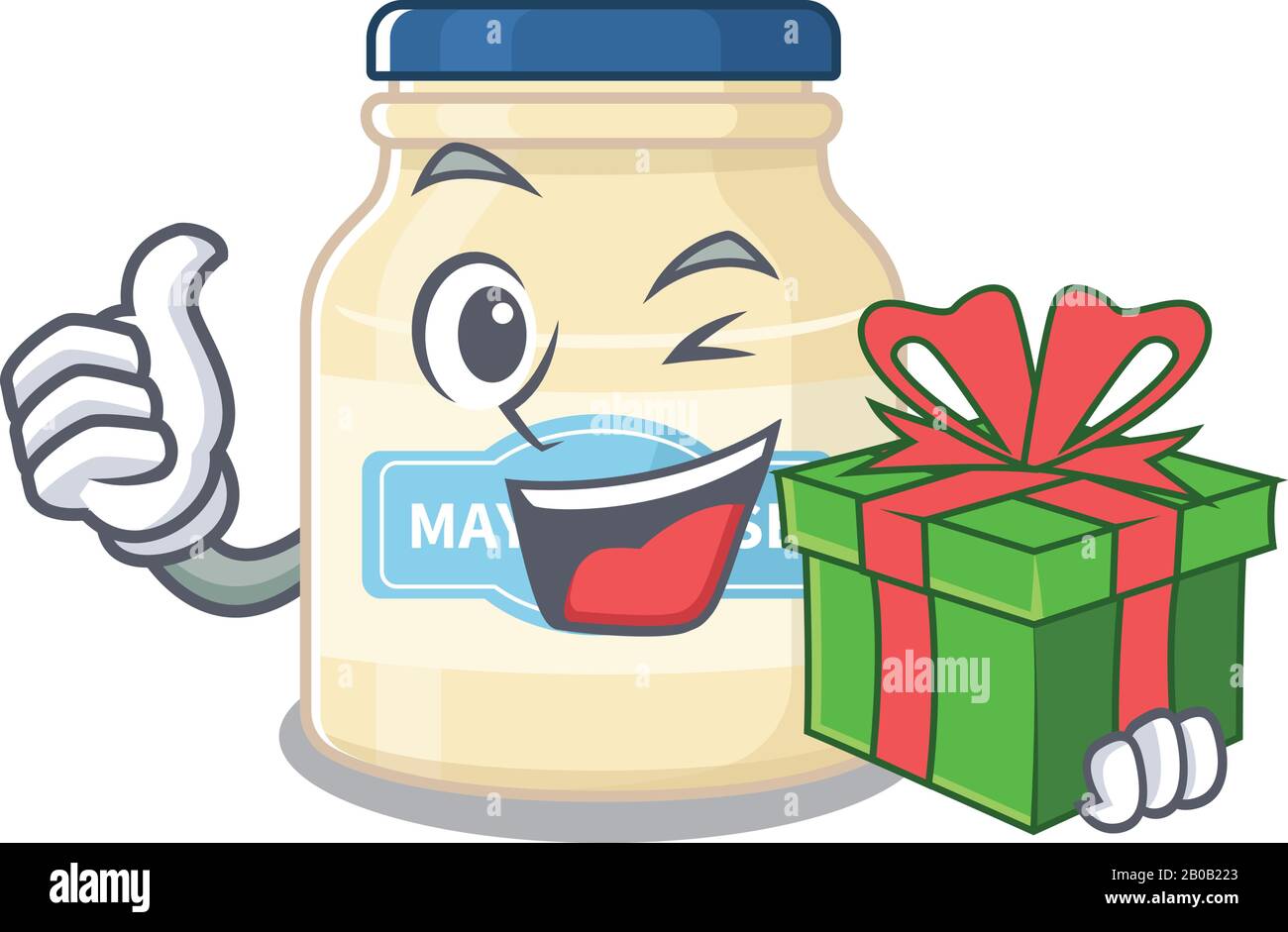 Happy mayonnaise character having a gift box Stock Vector Image & Art ...