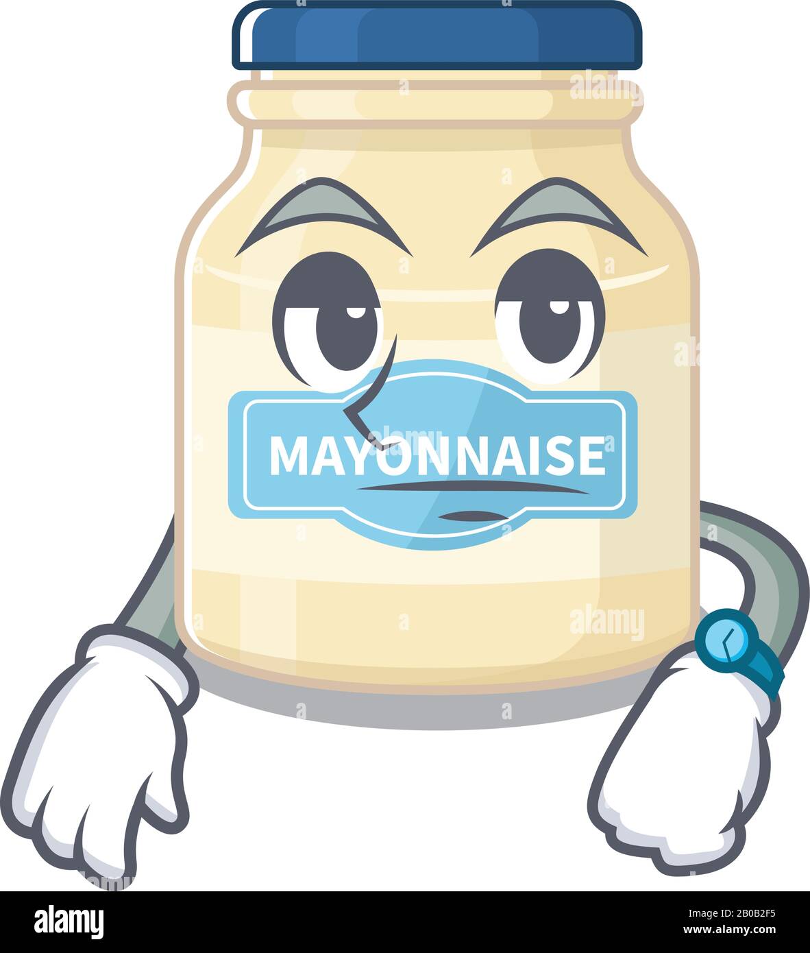 cartoon character design of mayonnaise on a waiting gesture Stock ...