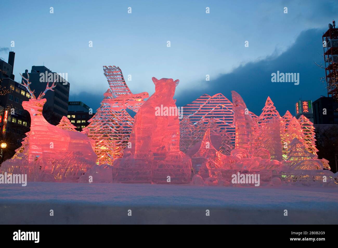 JAPAN, HOKKAIDO ISLAND, SAPPORO, SAPPORO SNOW FESTIVAL, ICE SCULPTURES ...