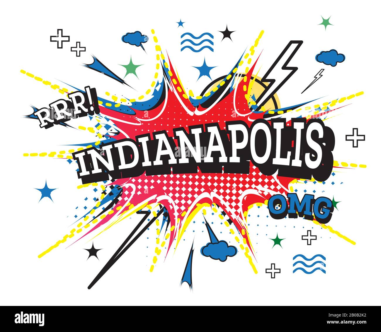 Indianapolis Comic Text in Pop Art Style Isolated on White Background ...