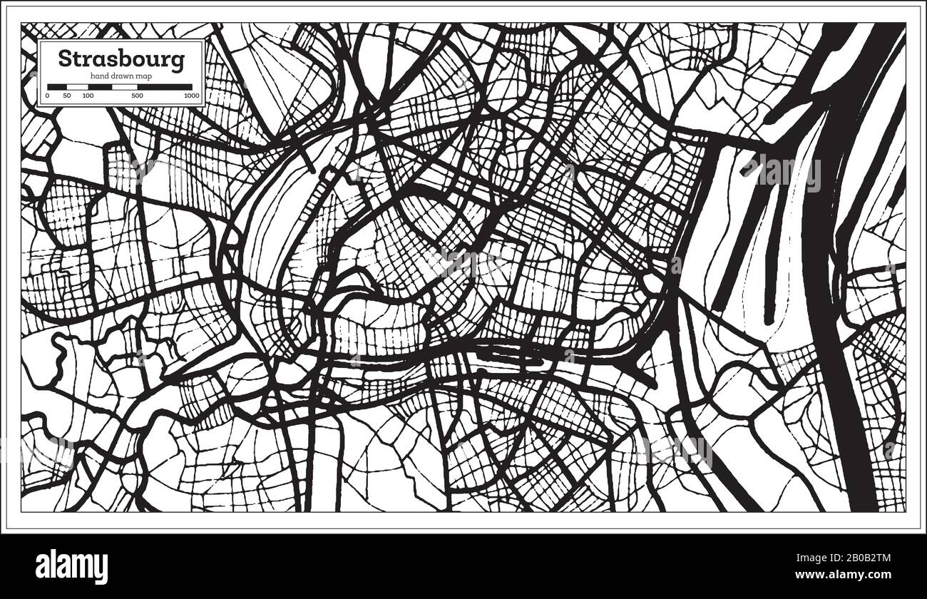 Strasbourg France Map in Black and White Color. Vector Illustration ...