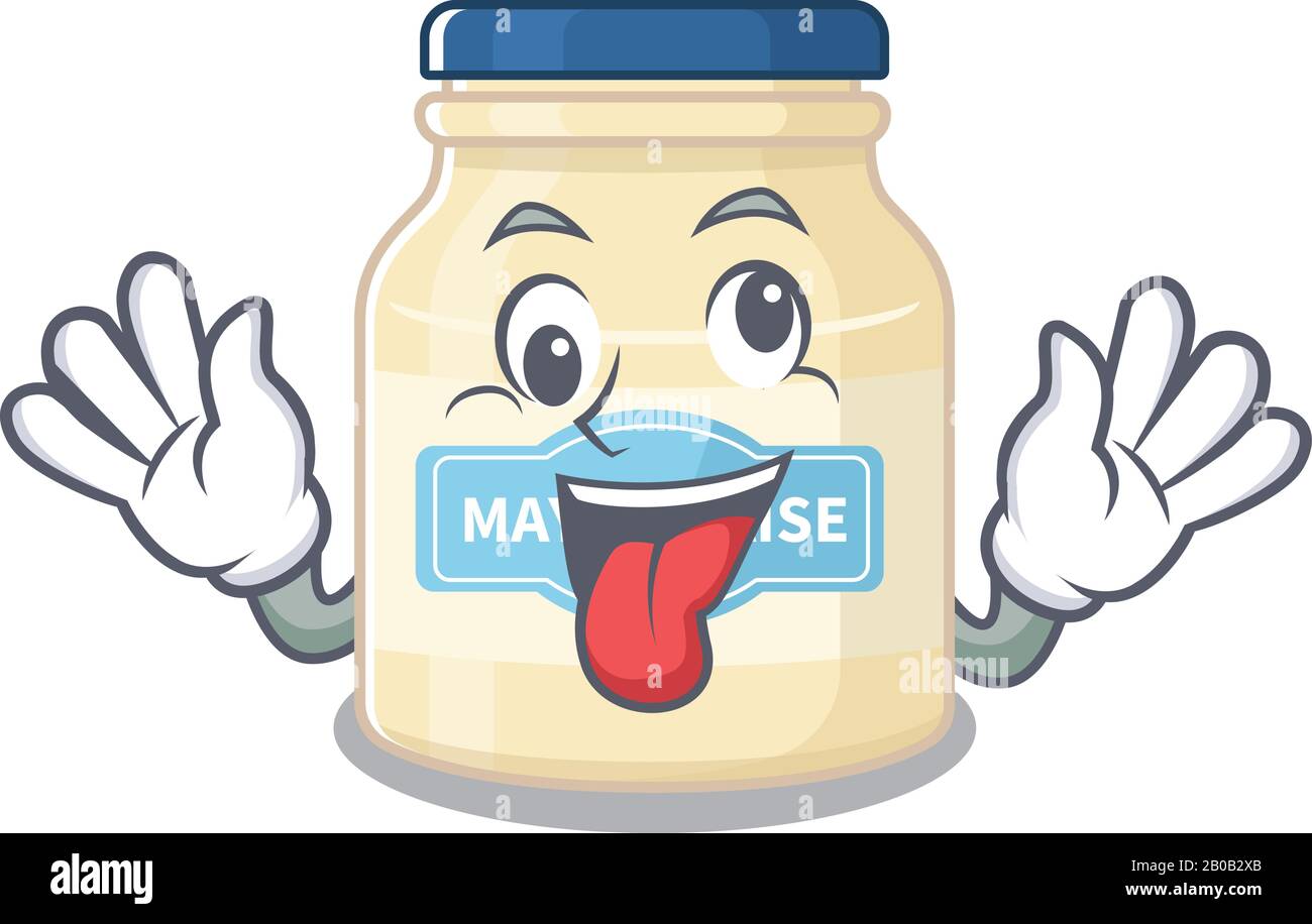 Cute sneaky mayonnaise Cartoon character with a crazy face Stock Vector ...