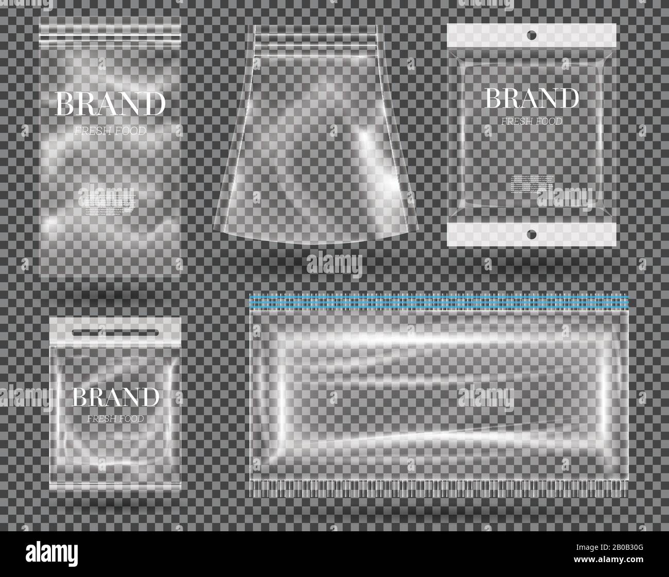 Set Of Transparent Empty Plastic Packaging. Vector Illustration Stock ...