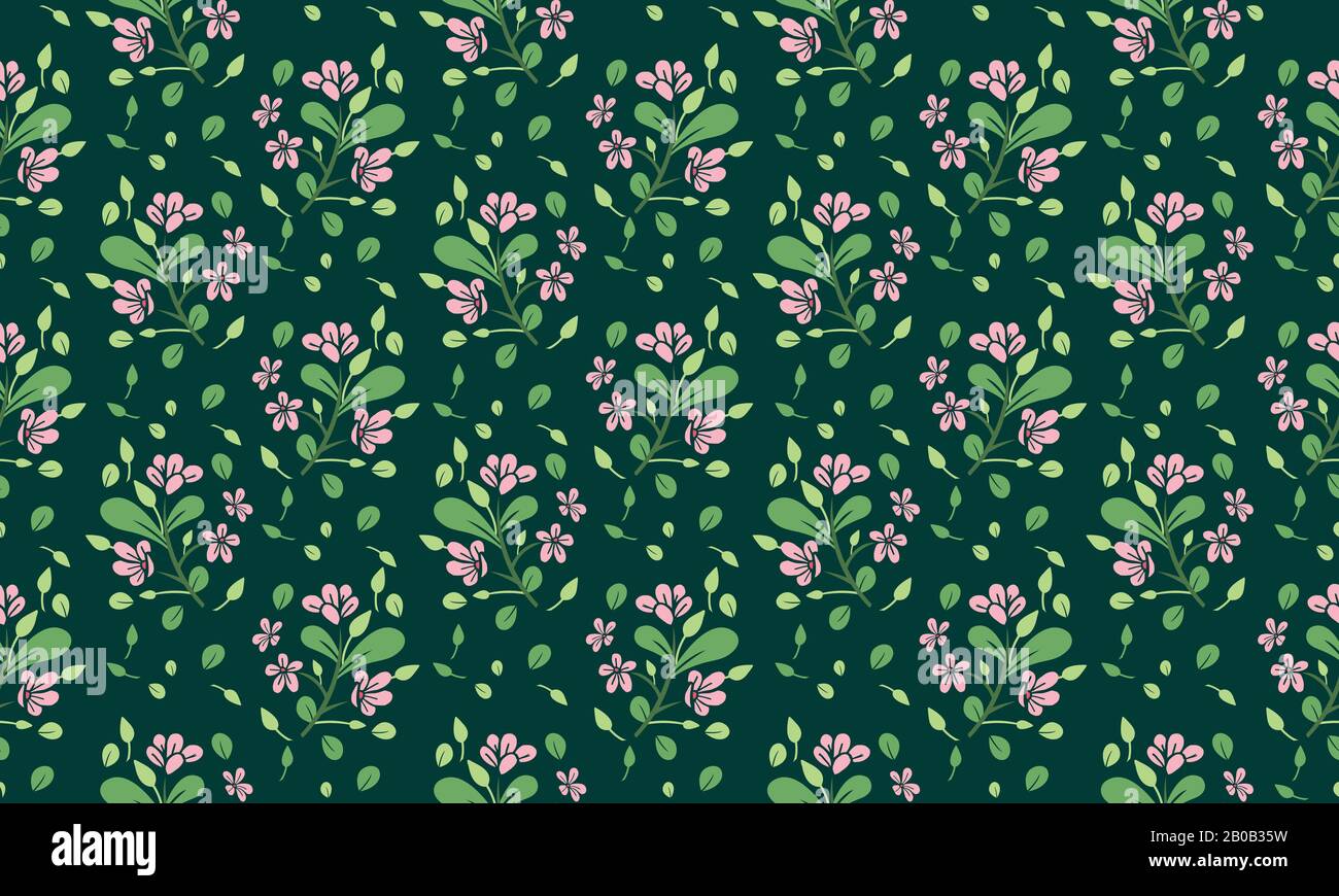 Beautiful leaf and floral design for spring flower pattern background ...