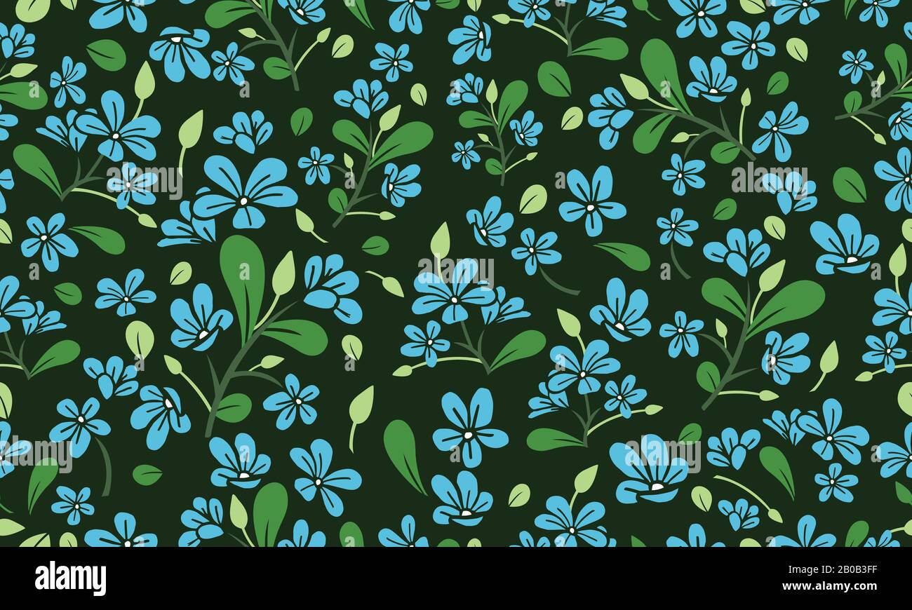 Unique spring floral pattern background, with cute of leaf and floral ...