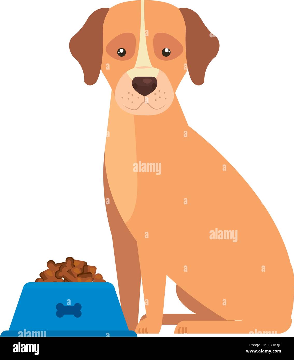 cute dog with dish food isolated icon Stock Vector Image & Art - Alamy