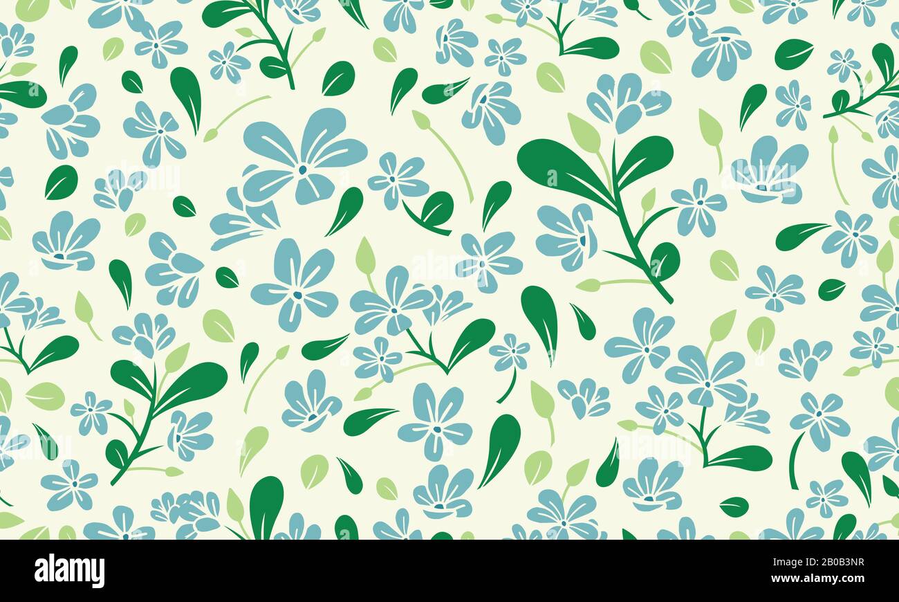 Spring floral pattern background, with simple of leaf and flower design ...