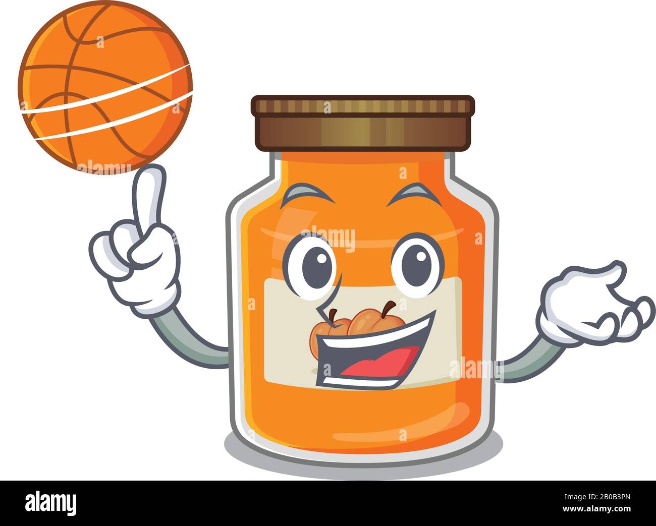 A mascot picture of peach jam cartoon character playing basketball ...