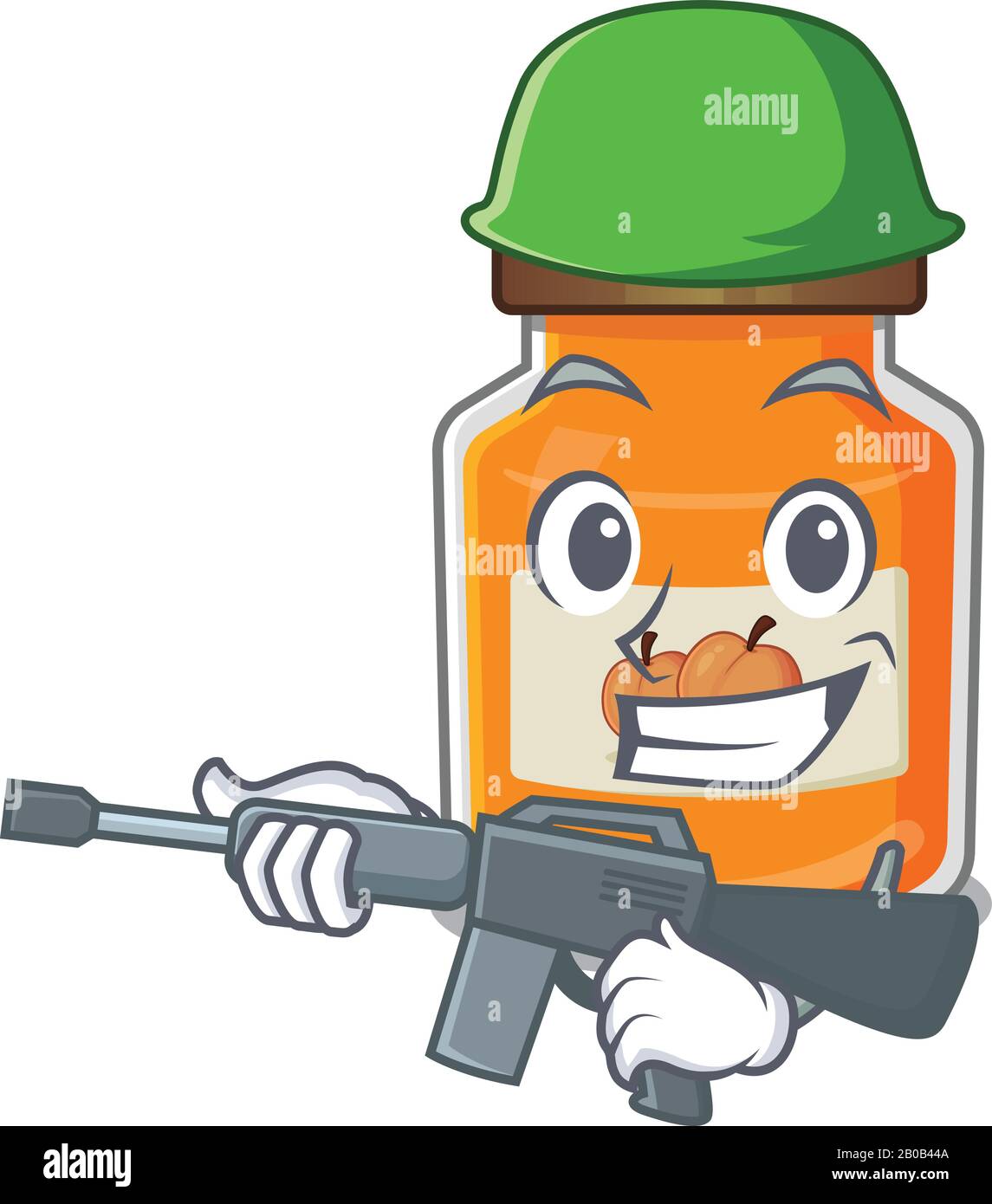 A cute picture of peach jam Army with machine gun Stock Vector Image ...