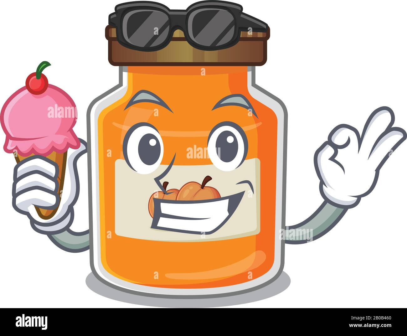 happy face peach jam cartoon design with ice cream Stock Vector Image ...