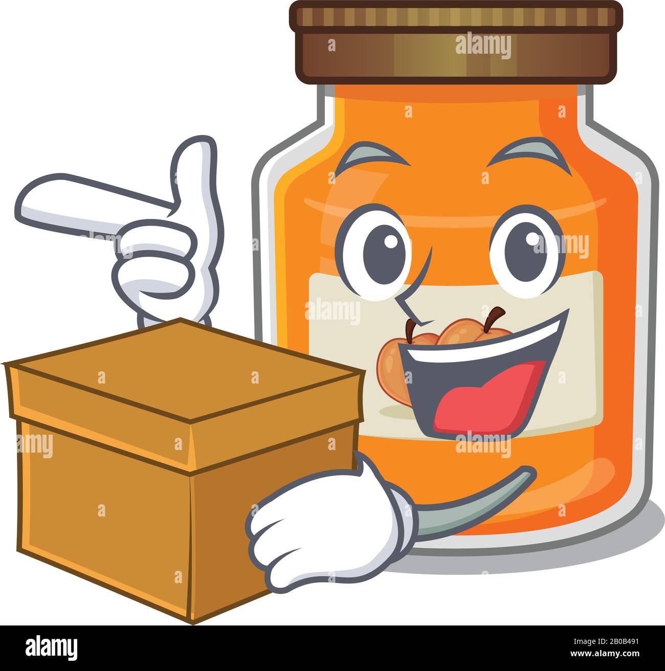 Cute peach jam cartoon character having a box Stock Vector Image & Art ...