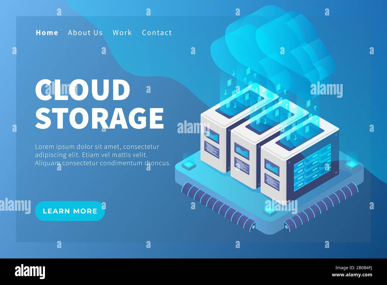 cloud storage concept with server database for website template or ...
