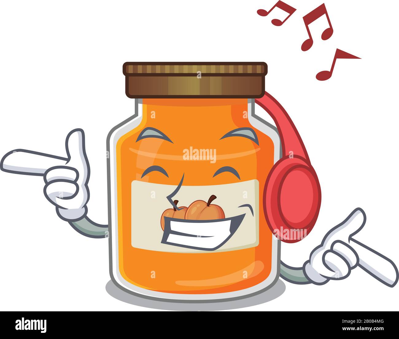 Listening music peach jam cartoon character concept Stock Vector Image ...