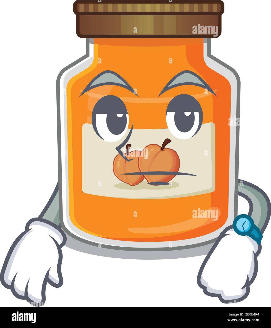 cartoon character design of peach jam on a waiting gesture Stock Vector ...