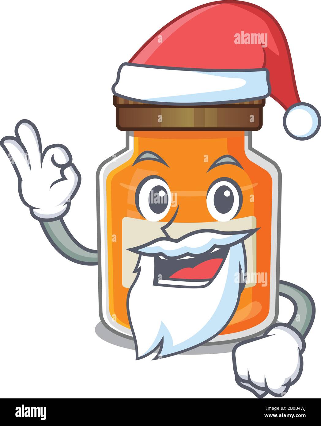 Peach jam in Santa cartoon character style with ok finger Stock Vector ...