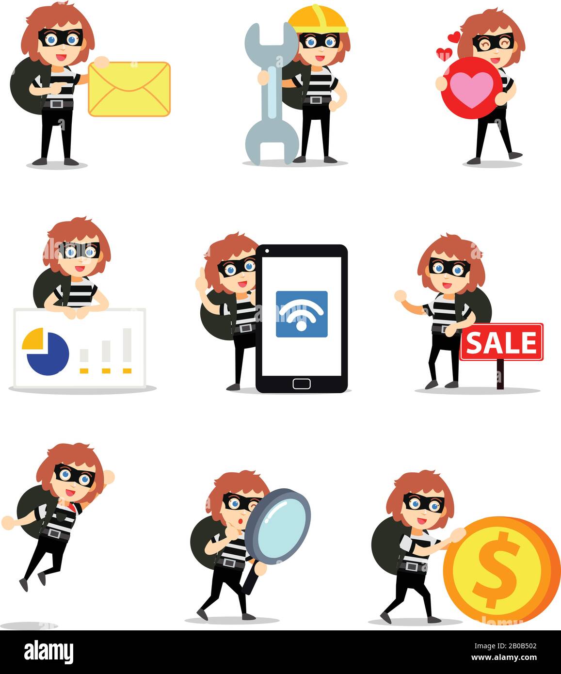 Female cartoon robber Cut Out Stock Images & Pictures - Alamy