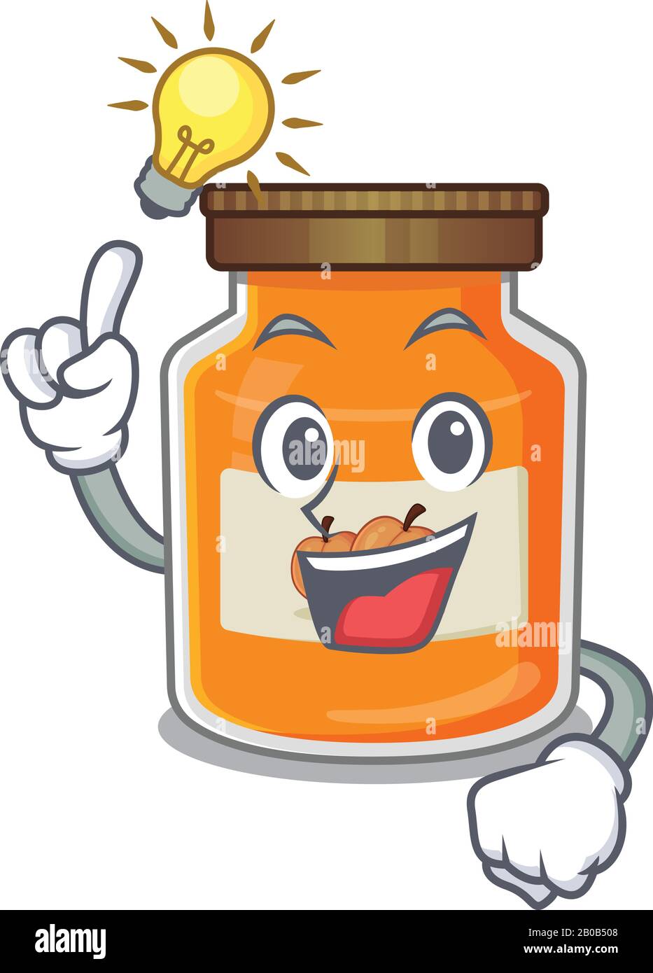 a clever peach jam cartoon character style have an idea gesture Stock ...